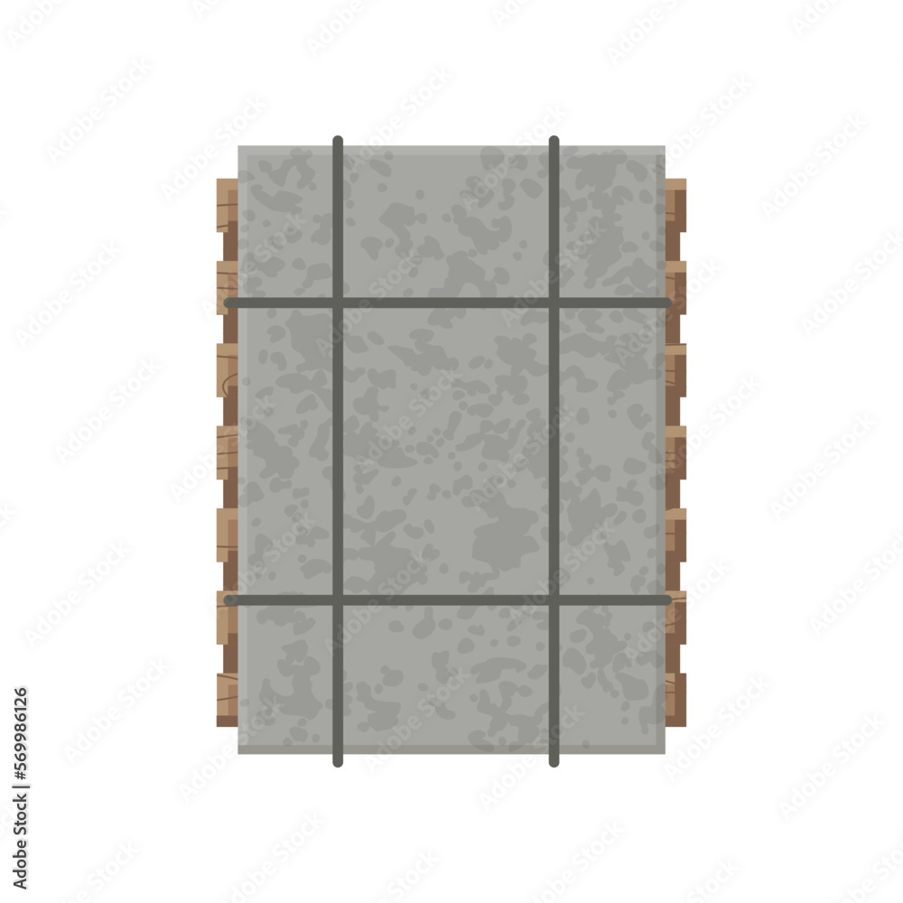 Top view of foundation of wood and concrete vector illustration ...