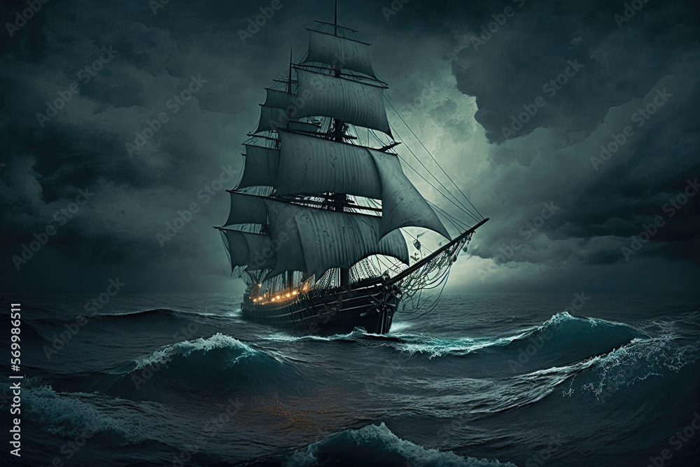 The Haunted Lagoon: Ghost Pirate Ship Sails Through Misty Waters in ...