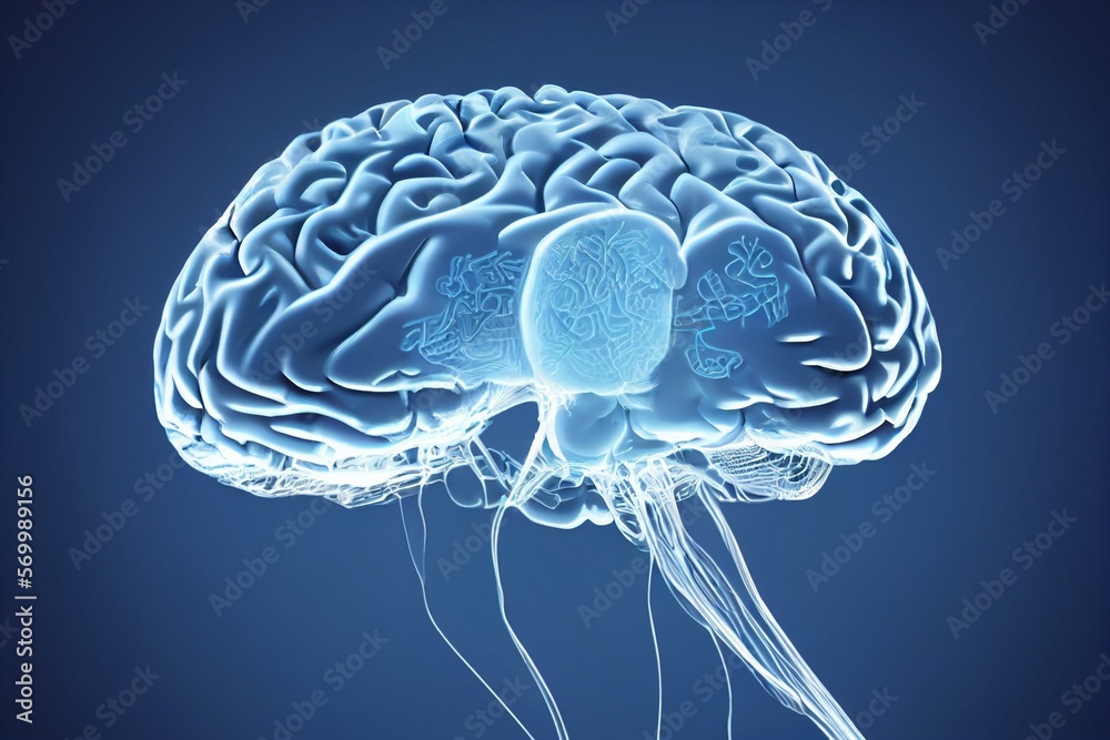 an attempt to connect the missing puzzle of the human brain on a blue ...