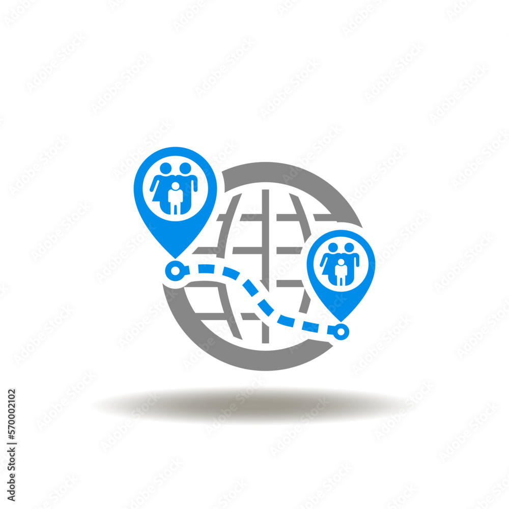 Vector illustration of earth planet and location place pin marker and ...