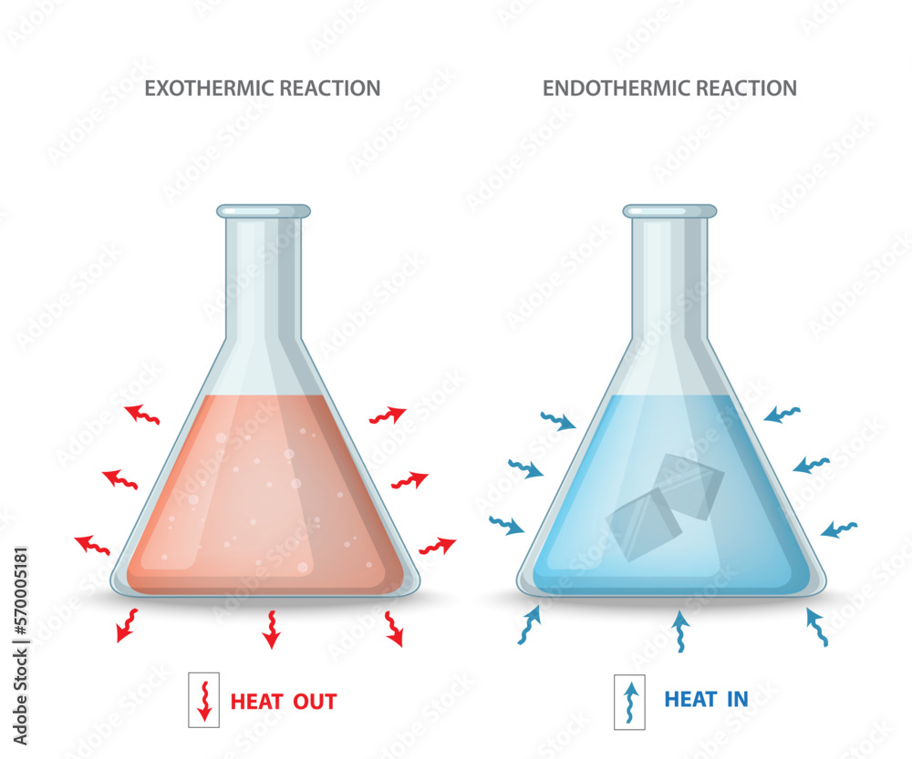 Types of chemical reactions Exothermic and endothermic reactions Stock ...
