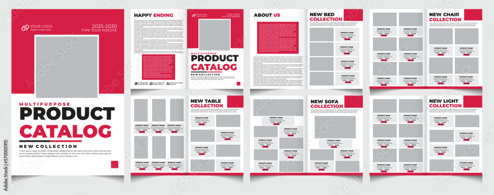 Multipurpose company product catalogue design template, clean and ...