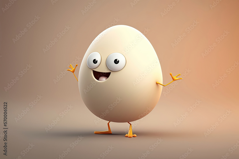 Cute 3D cartoon of egg character. Generative AI Stock Illustration ...