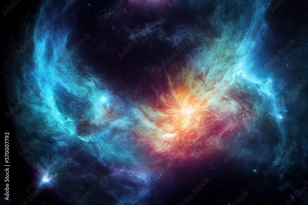 3d rendering. Space background with nebula and stars. Environment 360 ...