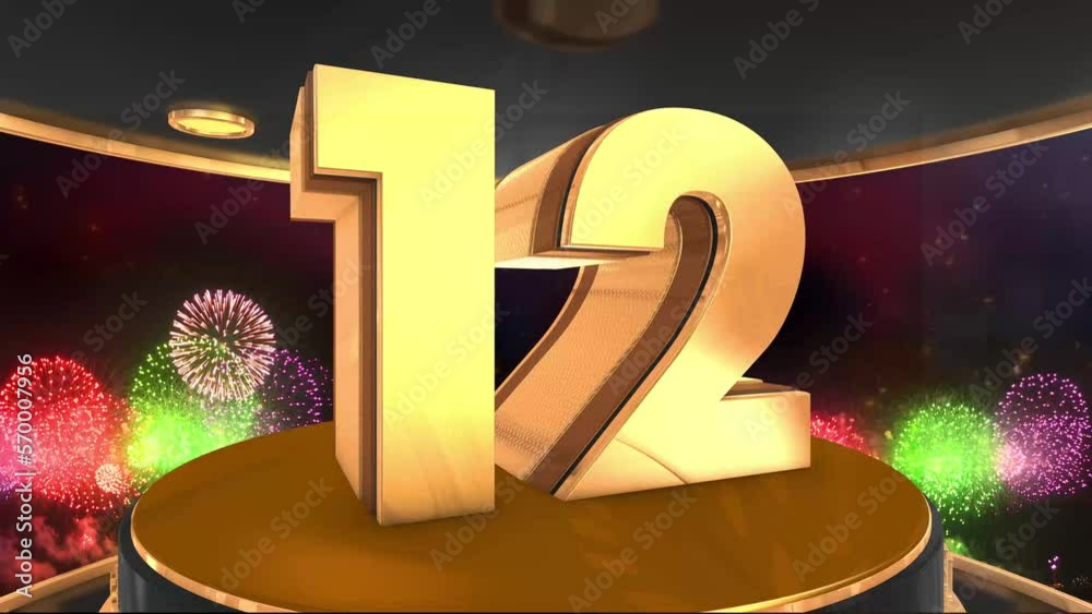 Vídeo do Stock: 12th birthday animation in gold with fireworks ...