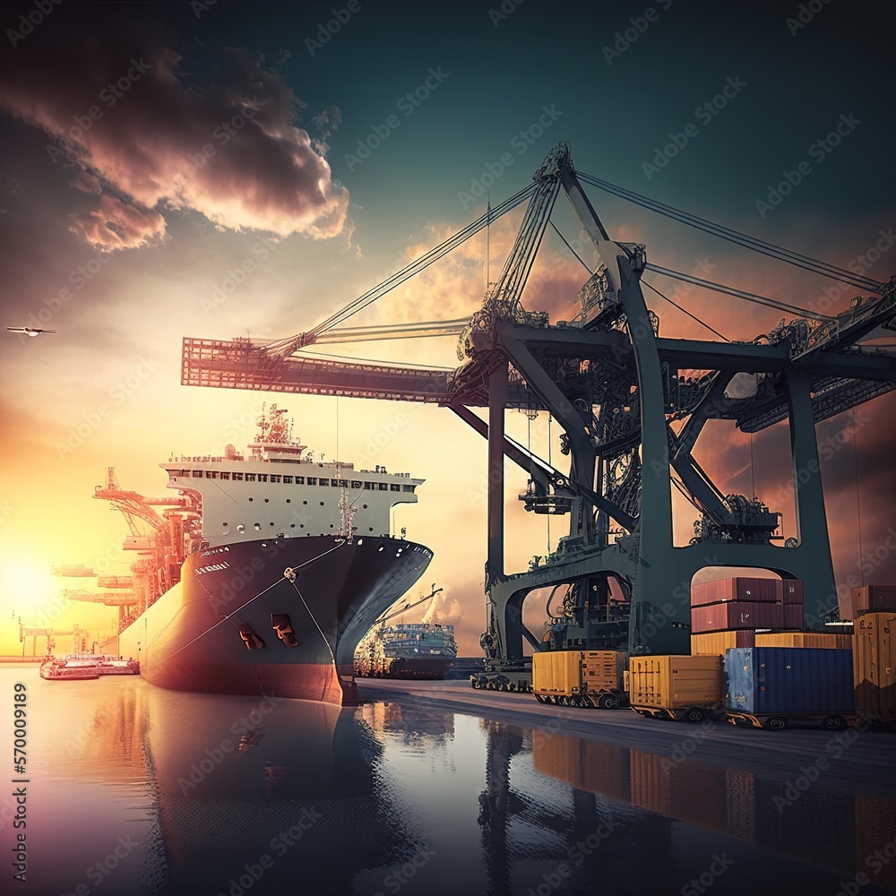 Logistics and transportation of Container Cargo ship and Cargo plane ...