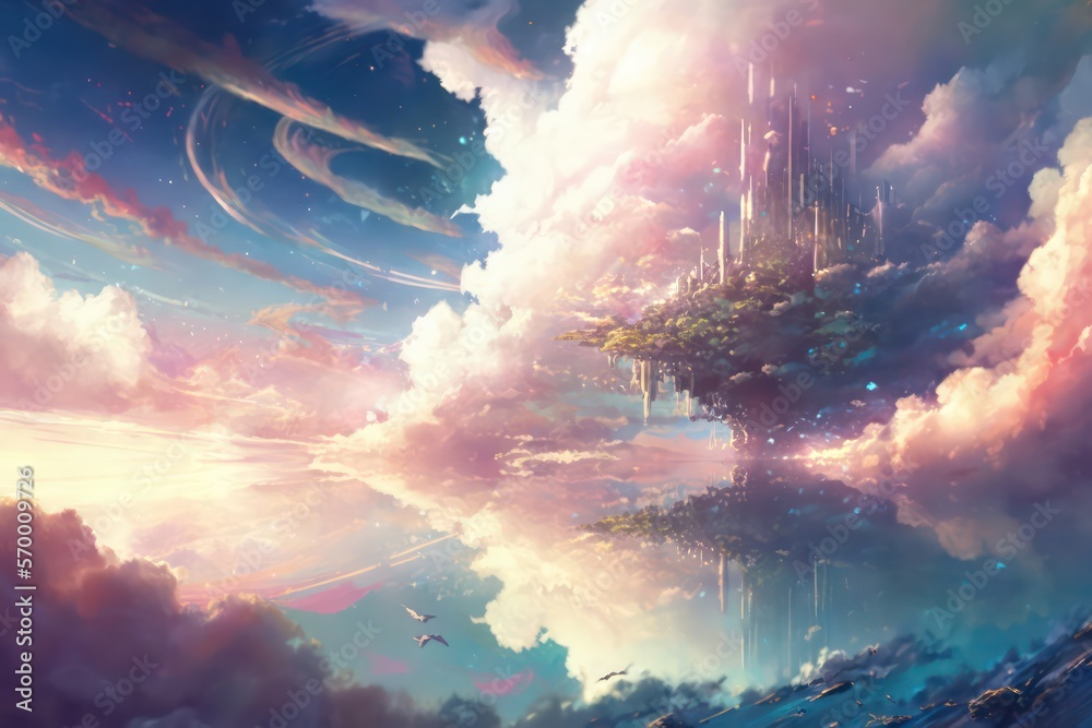 Fantasy sky city, Fantasy sky castle, Fantasy sky town, Beautiful ...