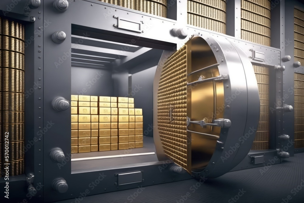 gold bars in a bank vault Stock Illustration | Adobe Stock
