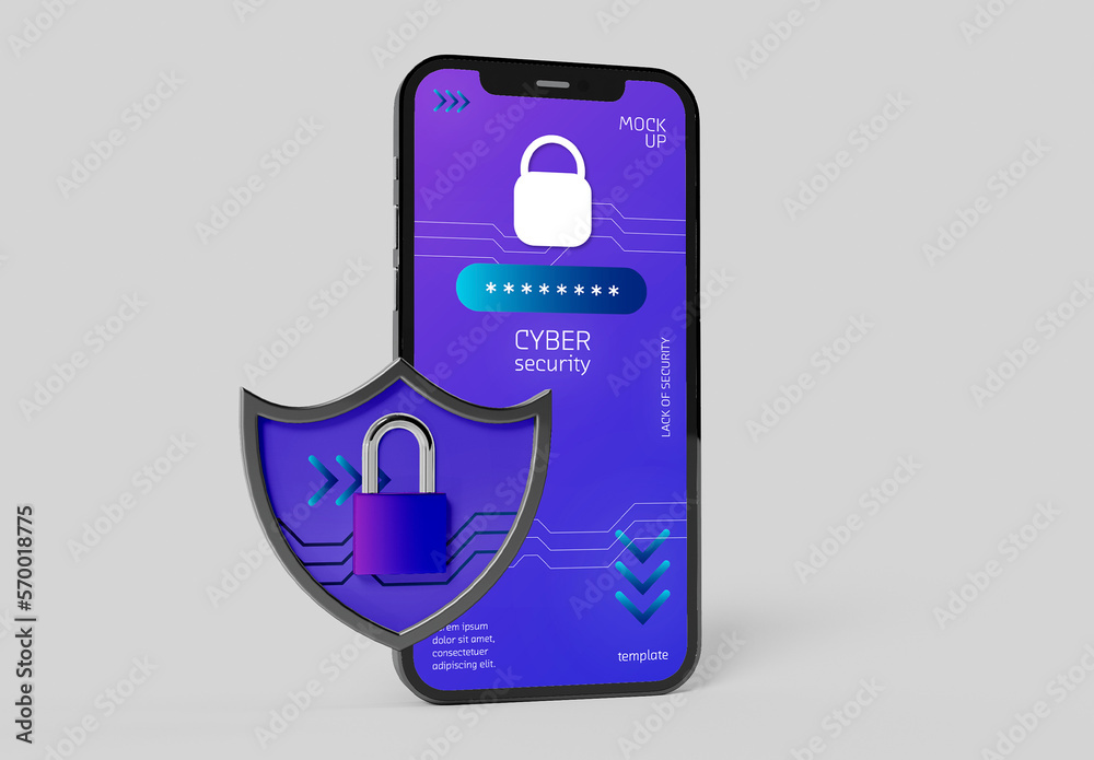 Smartphone With Cyber Security Design Mockup Stock Template Adobe Stock