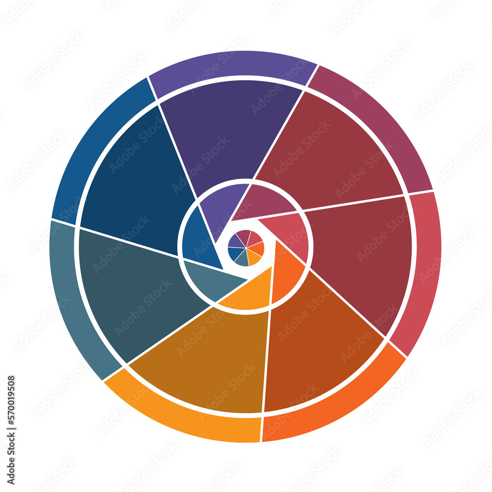 Infographic for 7 positions, color pie chart Stock Illustration | Adobe ...