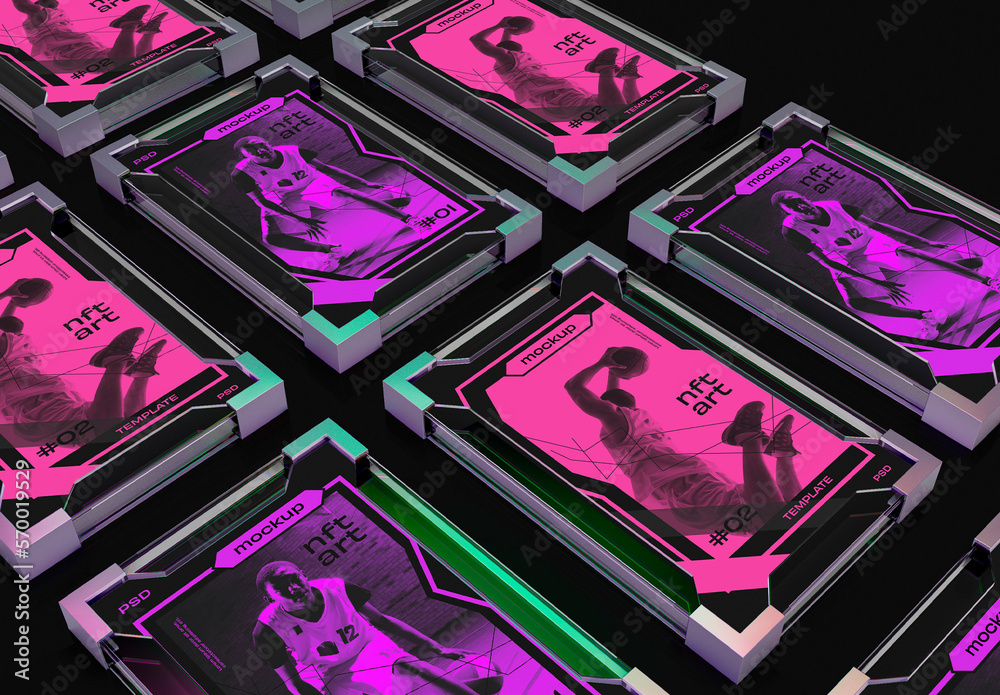 Set NFT Trading Cards Mockups Stock Template | Adobe Stock