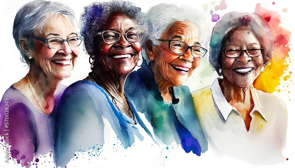 group of multicultural women, portrait, age diversity, wisdom, concept ...