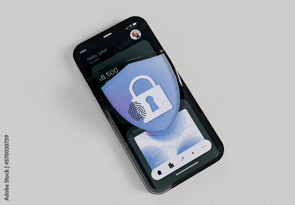 Smartphone with Cyber Security Design Mockup Stock Template | Adobe Stock