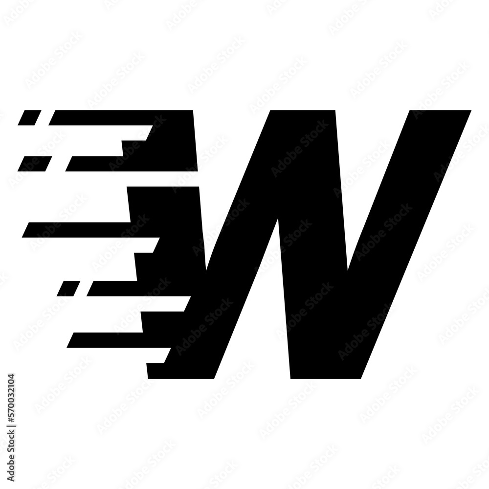 Símbolo rapidez. Logo aislado con letra inicial W con líneas de ...