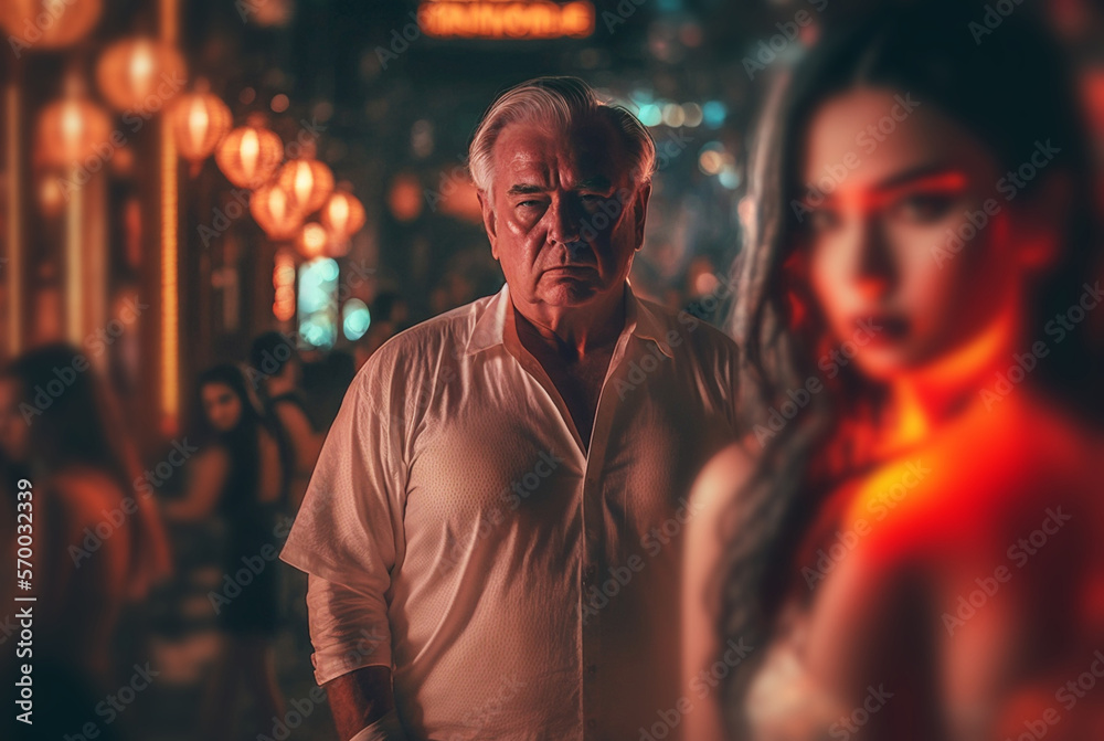 Sugar Daddy In A Fictitious Red Light District With Slightly Fat Older