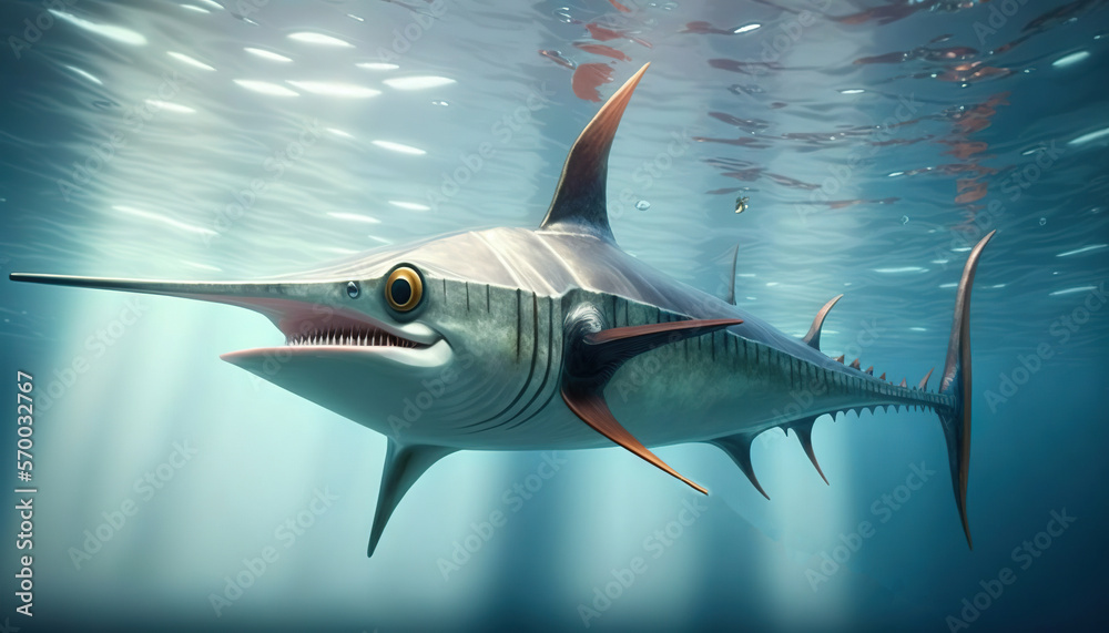 a big fish that is swimming in the water with a big smile on its face ...