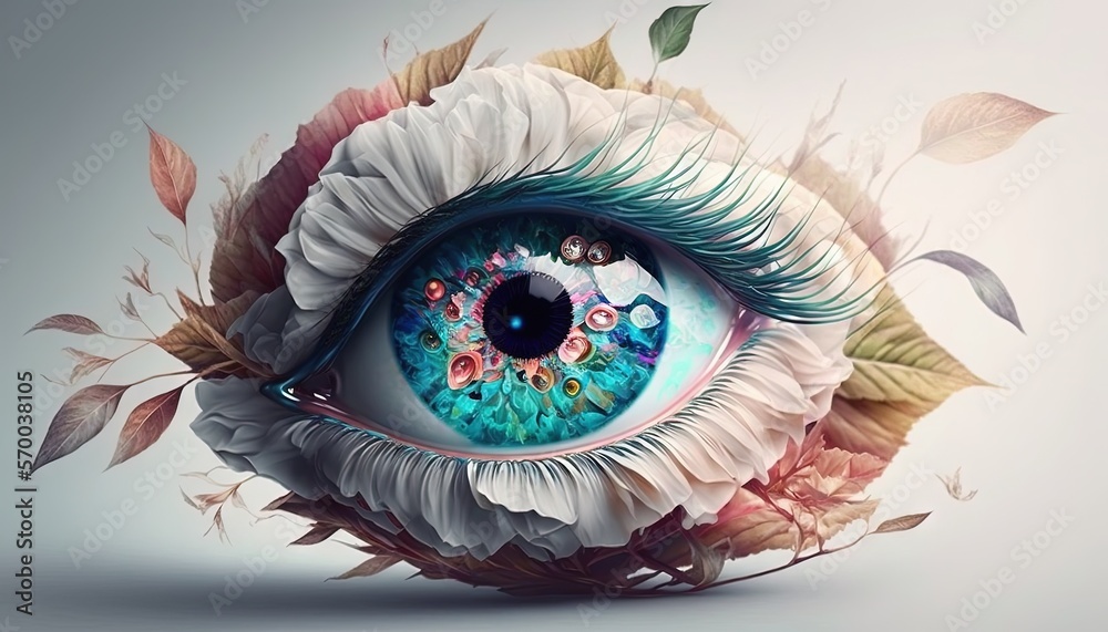 an eye with a flower in the center of the iris's iris, surrounded by ...