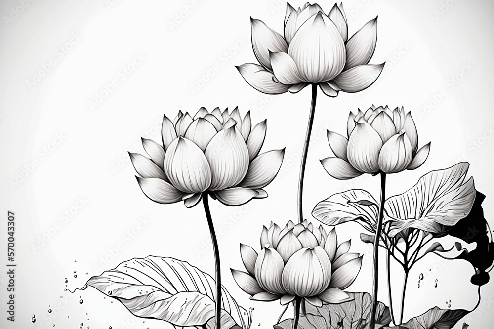 Lotus flower drawing 3 -Illustration Stock Illustration | Adobe Stock