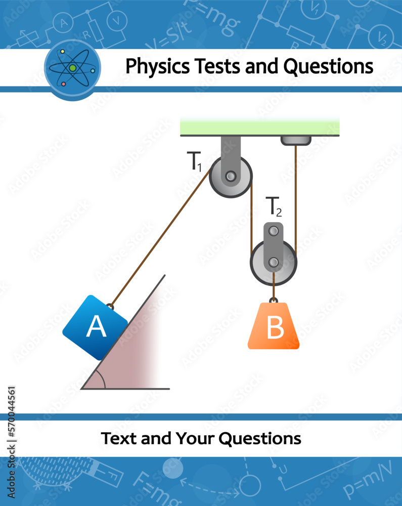 Physical experiment. Pulley system. Lifting a load. Thrust and linear ...