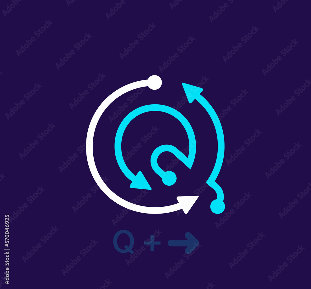 Linear letter Q logo. Unique logo. Abstract letter simple rotating ...