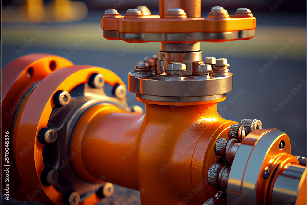 Pipeline valves section close-up. Technological background for the gas ...