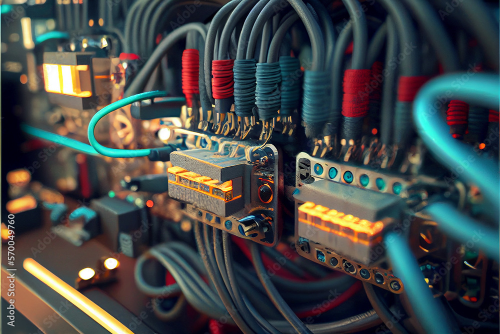network cables closeup with fiber optical background. cables and ...