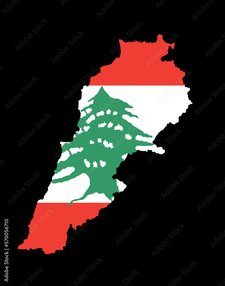 Lebanon vector map and vector flag high detailed silhouette ...