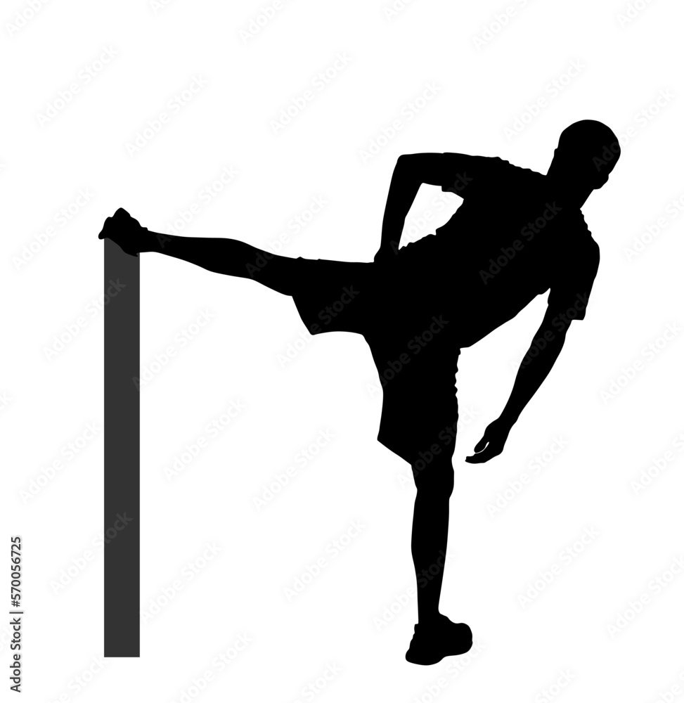 Soccer player stretching vector silhouette illustration isolated on ...