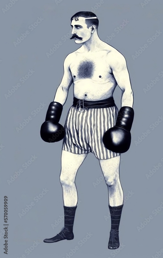 Drawing of a 1920s era boxer. AI generated illustration. Stock ...