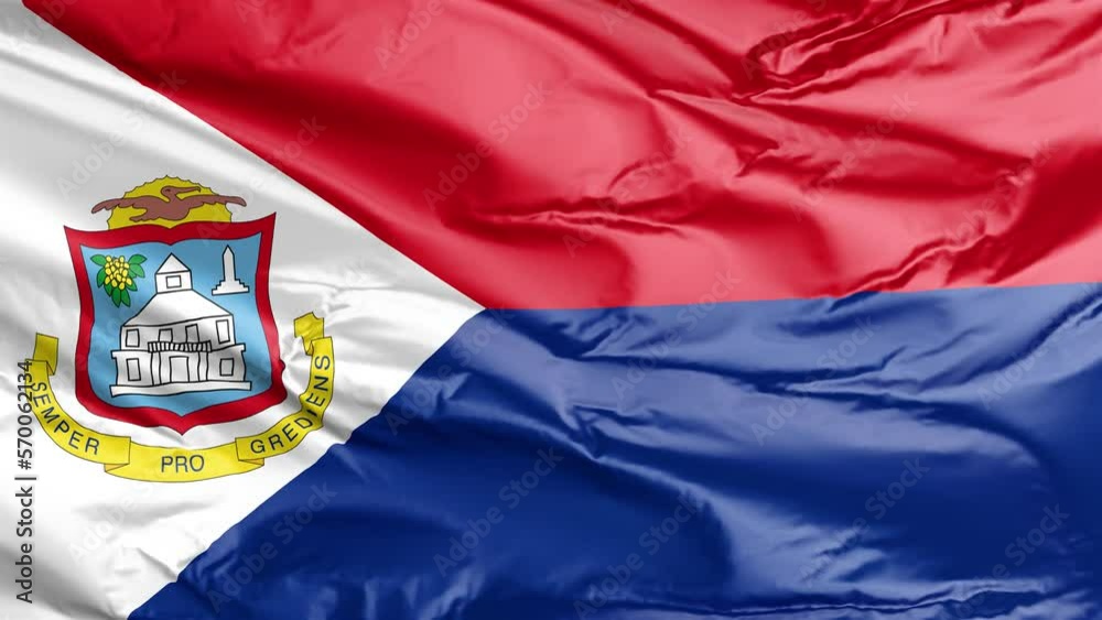 Waving flag of Saint Martin The Friendly Island. 4K seamless loop 3D ...