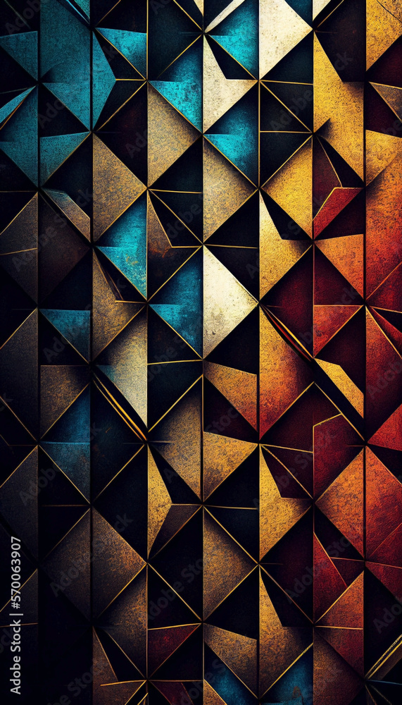 Ai generated. Beehive pattern with squares and triangles forming a ...