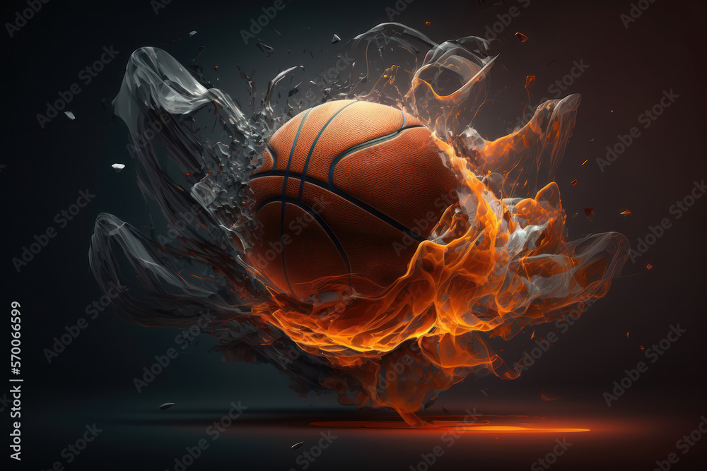 Illustration of a basketball in 3d style. Futuristic sports concept. AI ...
