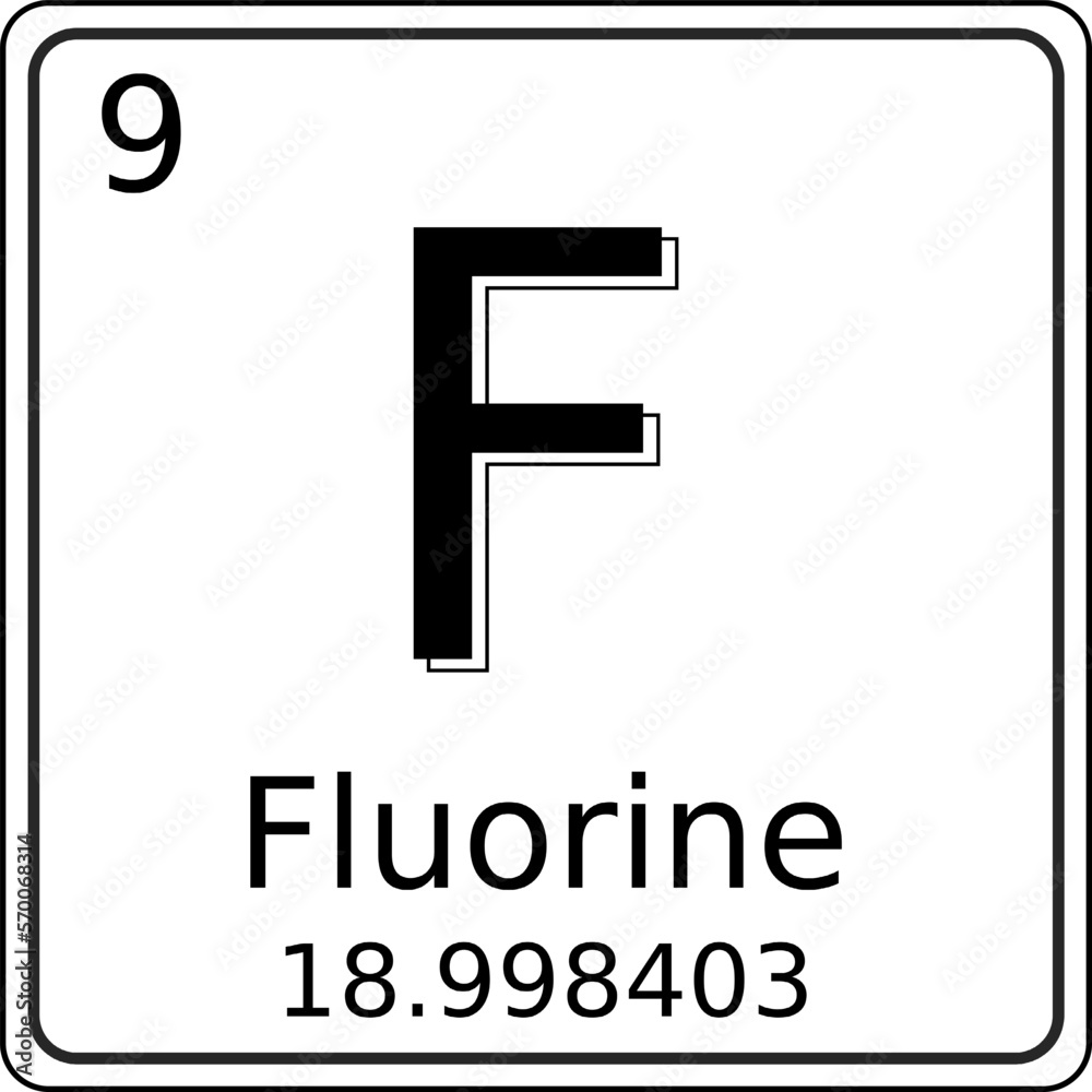 Black and white vector graphic of the symbol of the fluorine (F ...