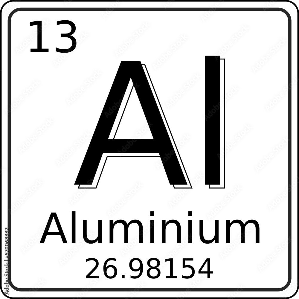 Black and white vector graphic of the symbol of the Aluminium (Al ...