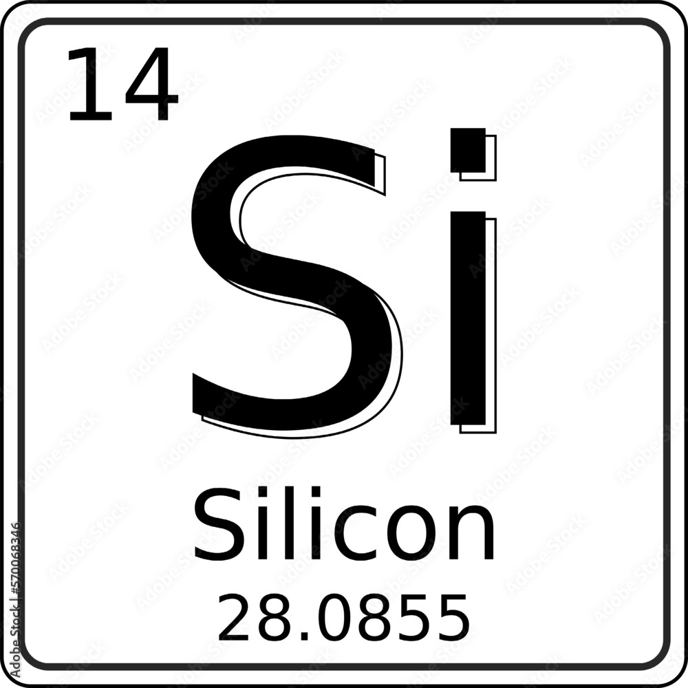 Black and white vector graphic of the symbol of the Silicon (Si ...