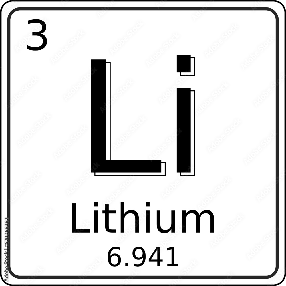 Black and white vector graphic of the symbol of the Lithium (Li ...