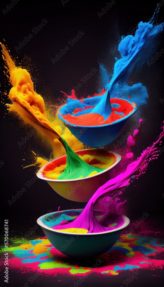 Holi Gulal color powder. Organic traditional Indian colors in flying ...