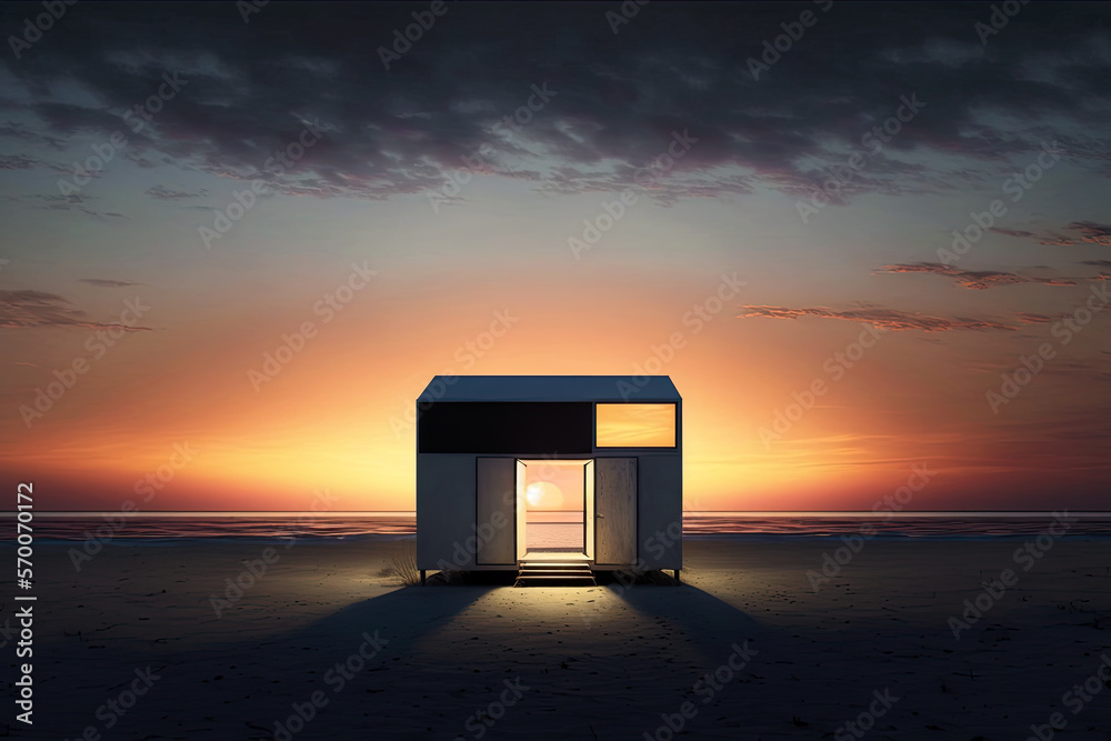 Small luxury modern beach house. Beach house. generative ai. Modern ...