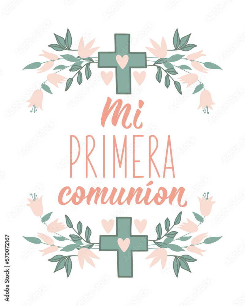 My first communion greeting card. Lettering. Translation from Spanish ...