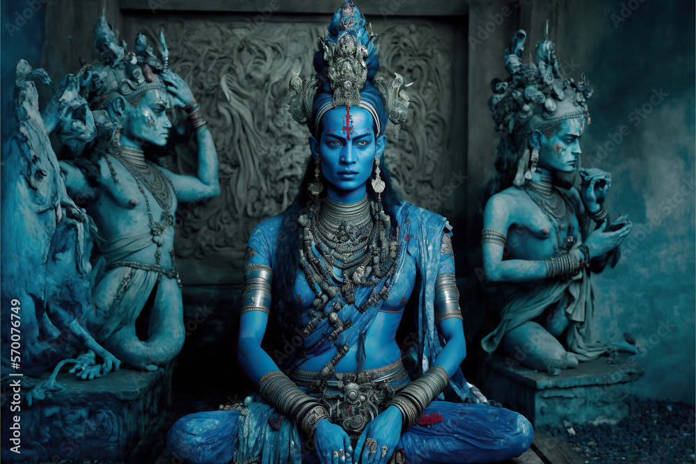 Blue Skinned Vedic Religion and Hindu Gods created with Generative AI ...