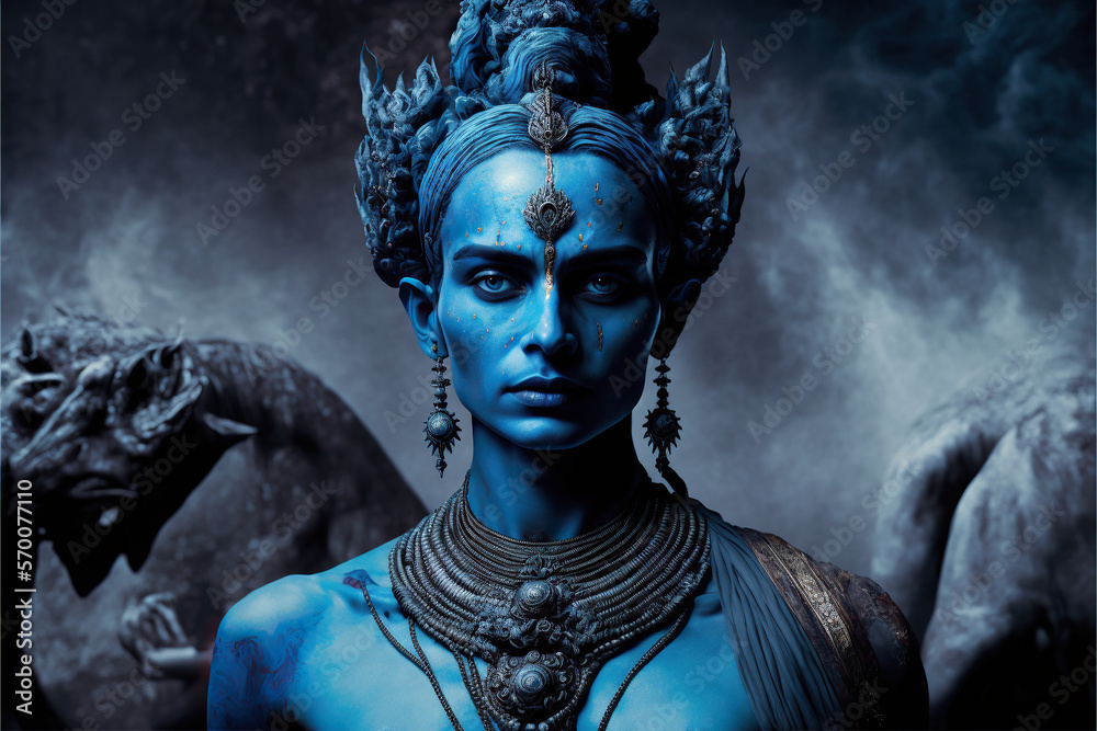 Blue Skinned Vedic Religion and Hindu Gods created with Generative AI ...
