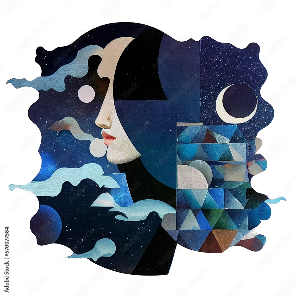 transparent background Sleepy head face in the moon illustration sleep ...