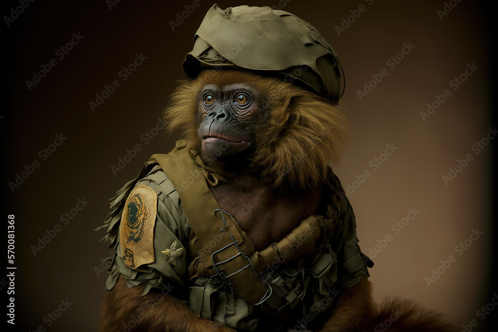 Howler monkey dressed as a soldier, concept of Military Uniform and ...