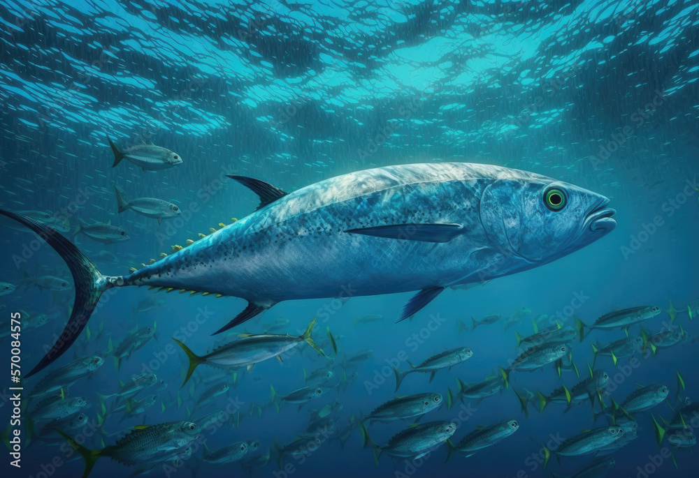 swam of fishes in the ocean created with Generative AI technology Stock ...