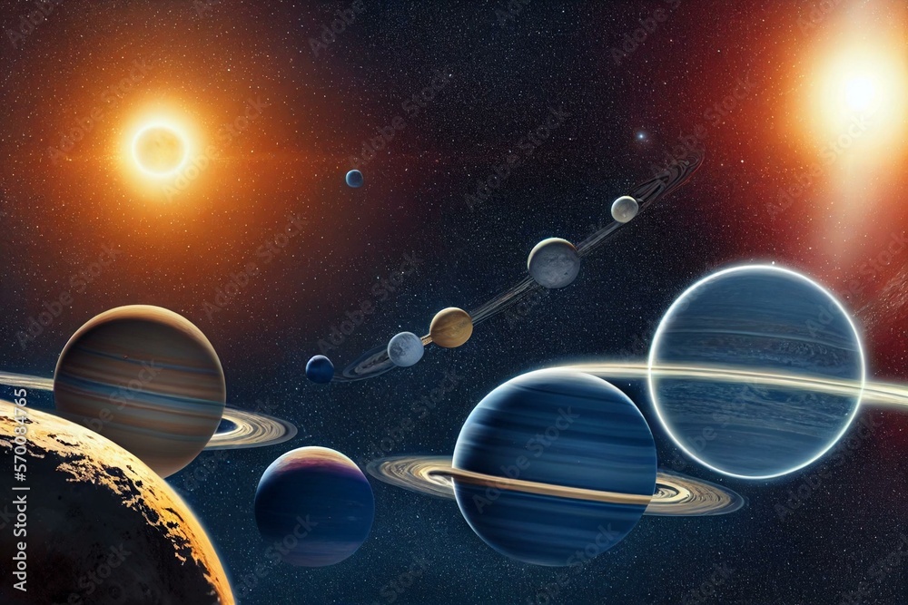 Solar system planets set. The Sun and planets in a row on universe ...