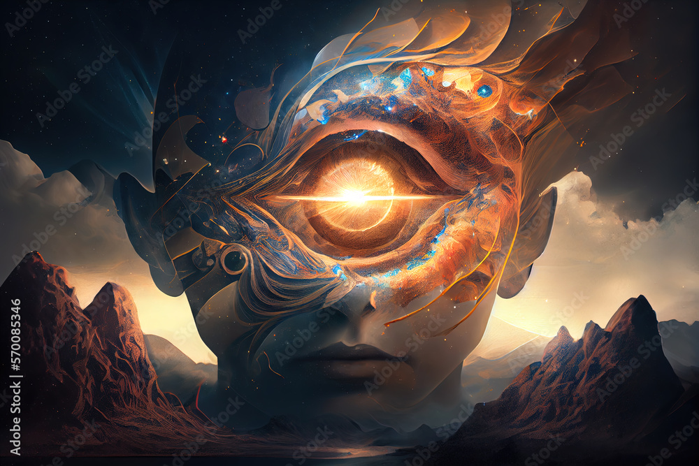 fantasy surreal art of child of eternity with a quasar in the minds eye ...