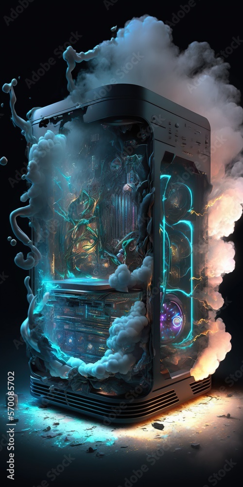 Cracking computer server steam, concept of Data Security and ...