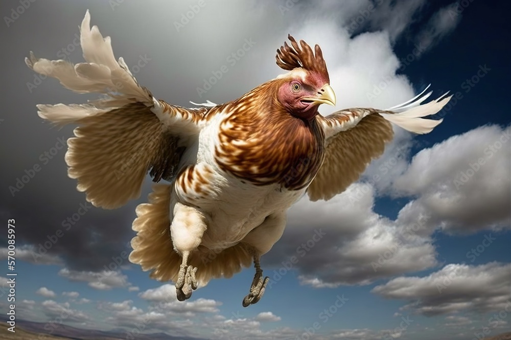 Flying chicken, concept of Flight and Fowl, created with Generative AI ...