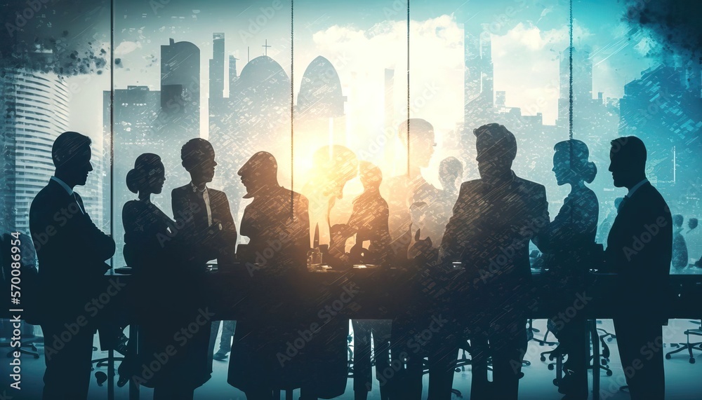 4K resolution or higher, Double exposure image of many business people ...