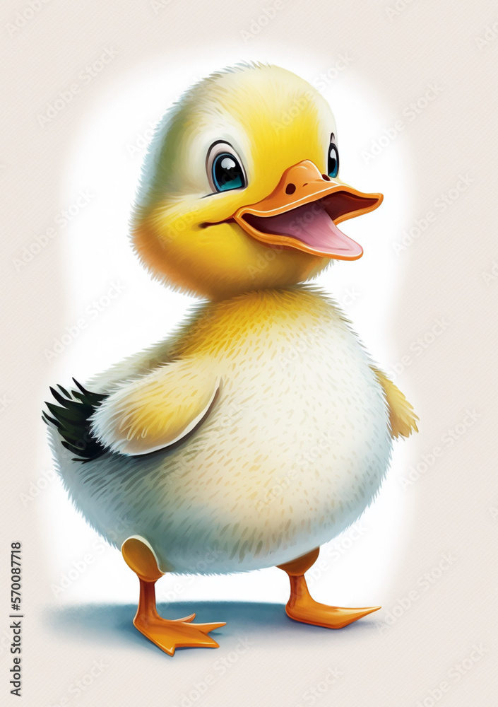 Happy little duck cartoon Illustration on white background easily ...
